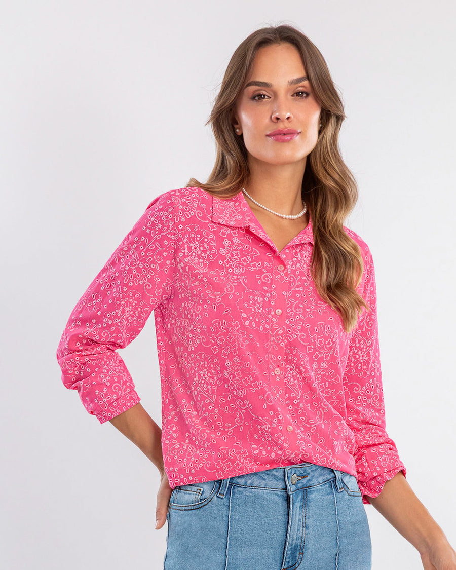 Blusa manga larga estampada en puff | Leonisa Colombia